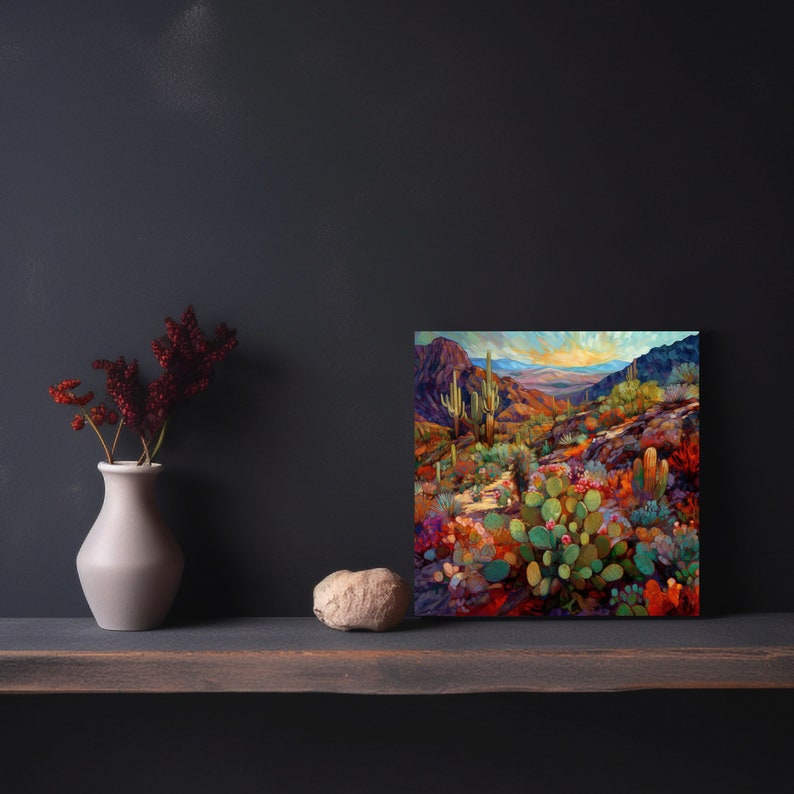 Southwestern Desert Landscape Print Cactus Mural Wallart - Etsy