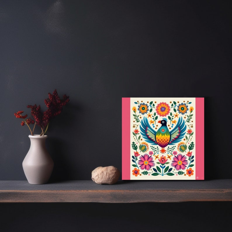 Decorative Mexican Otomi Floral Motifs Mexico Art Print - Etsy