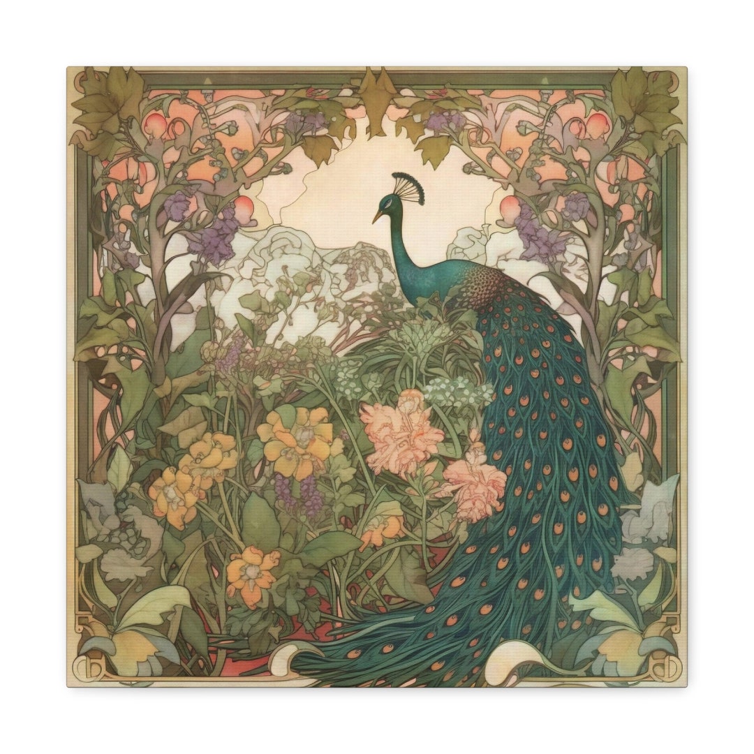 Victorian Peacock Canvas Art Print Victorian Mythical Animal Gift ...