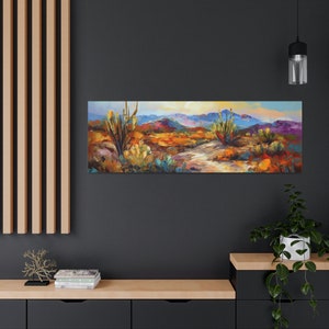 Southwestern Wall Art Cactus Landscape Desert Mural Print Western Home ...