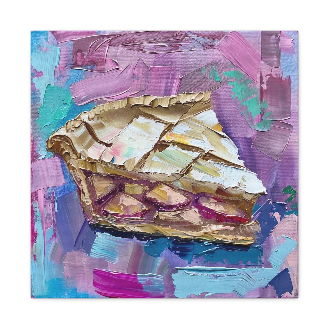 Apple Pie Oil Painting, Pink Kitchen Wall Art, Food Decor, Dessert Wall ...