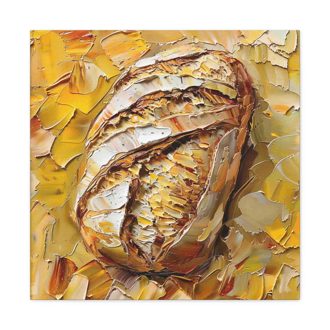 Bread Oil Painting Print, Kitchen Wall Art, Food Decor, Loaf of Bread ...