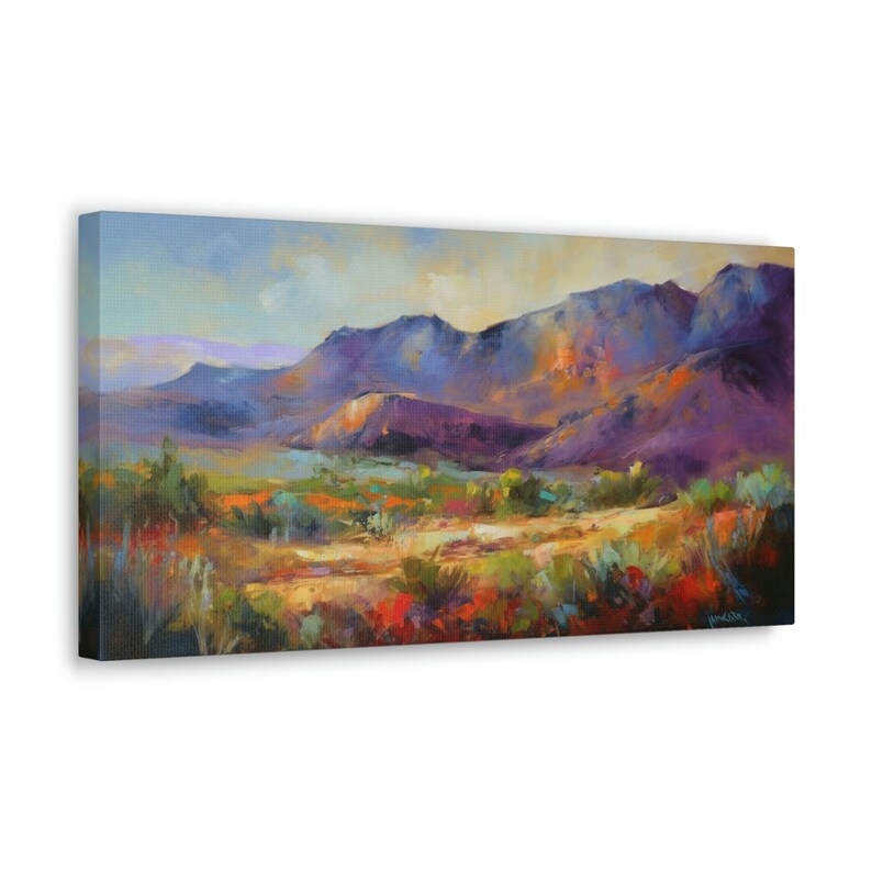 Southwestern Wall Art Cactus Landscape Desert Mural Print Western Home ...