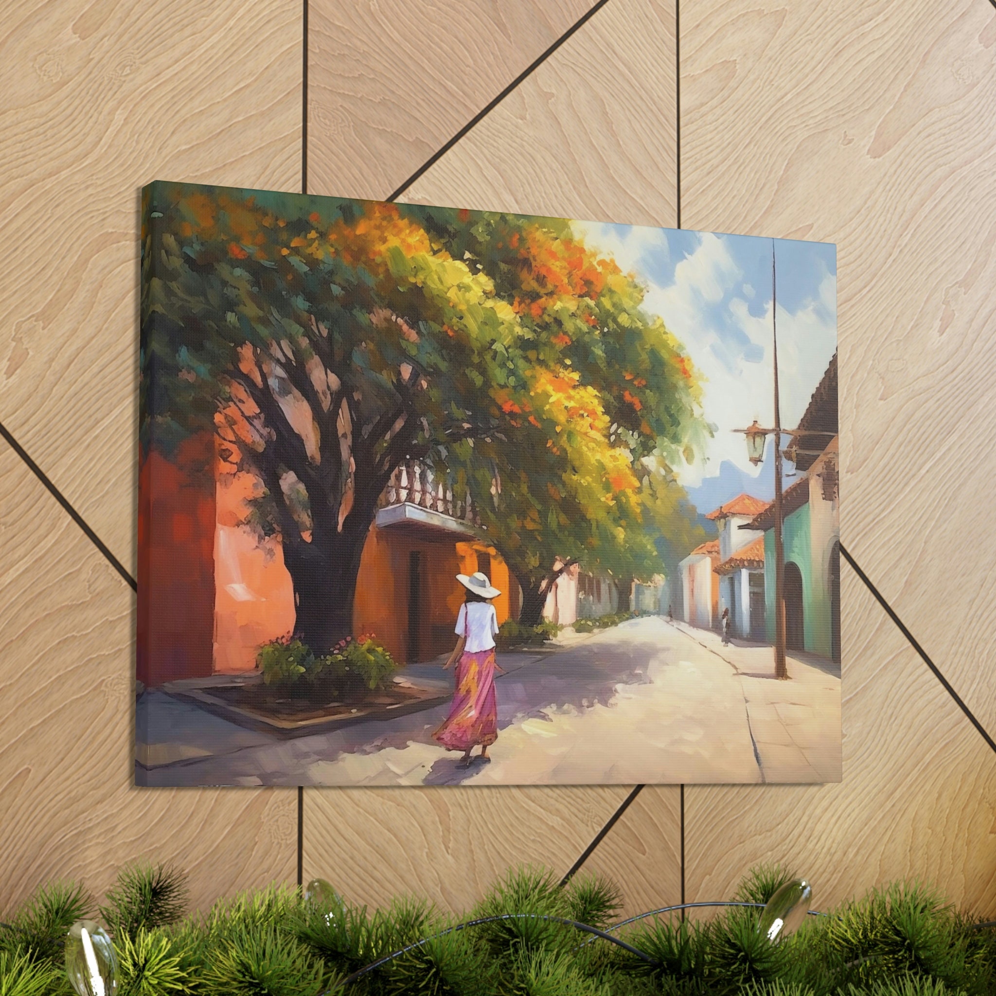 Mexican Village Painting Street Art Colorful Decor - Etsy