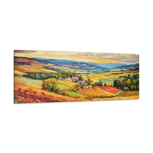 Italian Landscape Art Print Impressionist Sunset Panoramic Painting ...