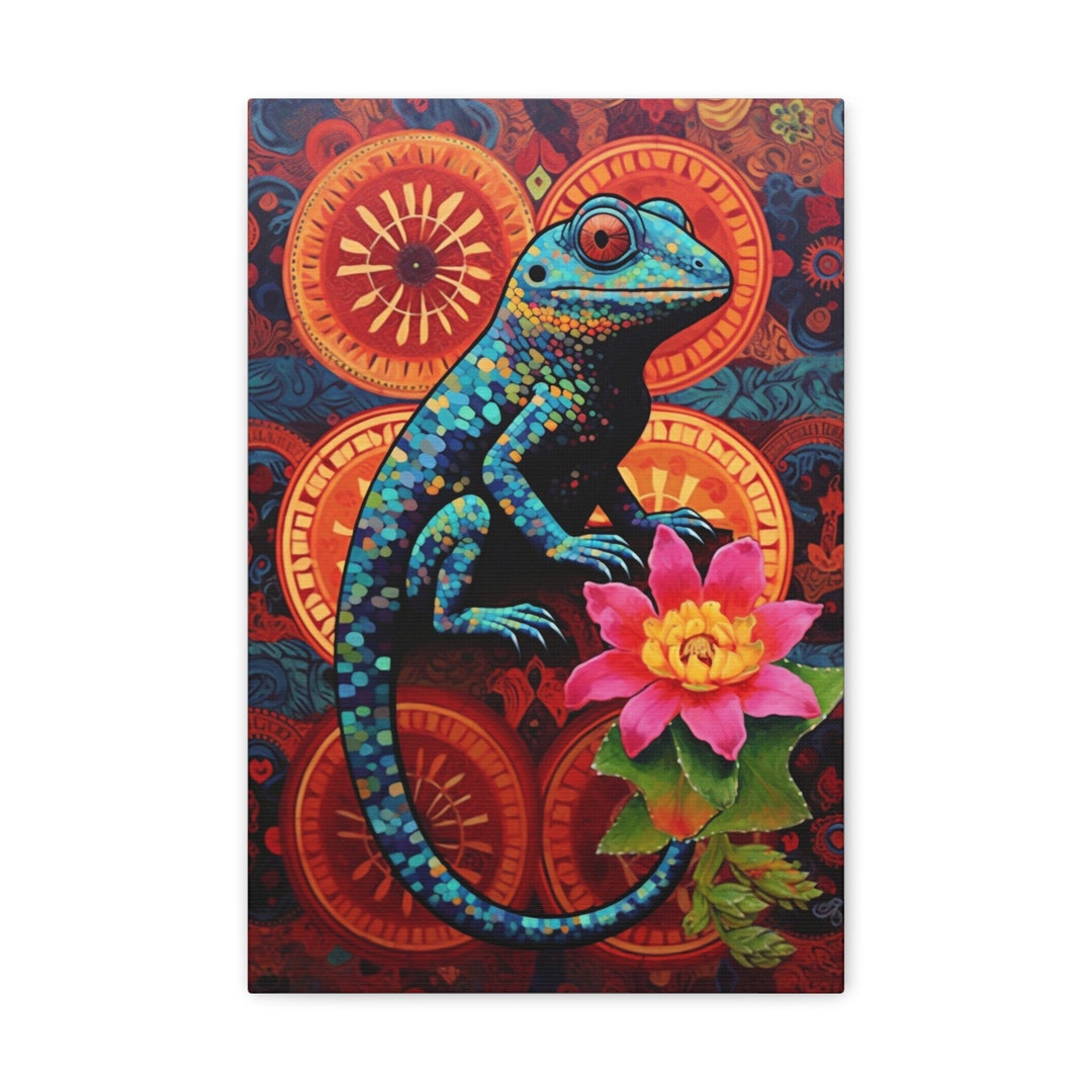 Gecko Wall Art Serape Folk Art, Desert, Mexican Decor, Native American ...