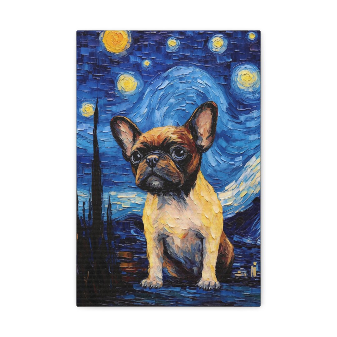 French Bulldog in Starry Night by Vincent Van Gogh - Artist Pet Drawing ...