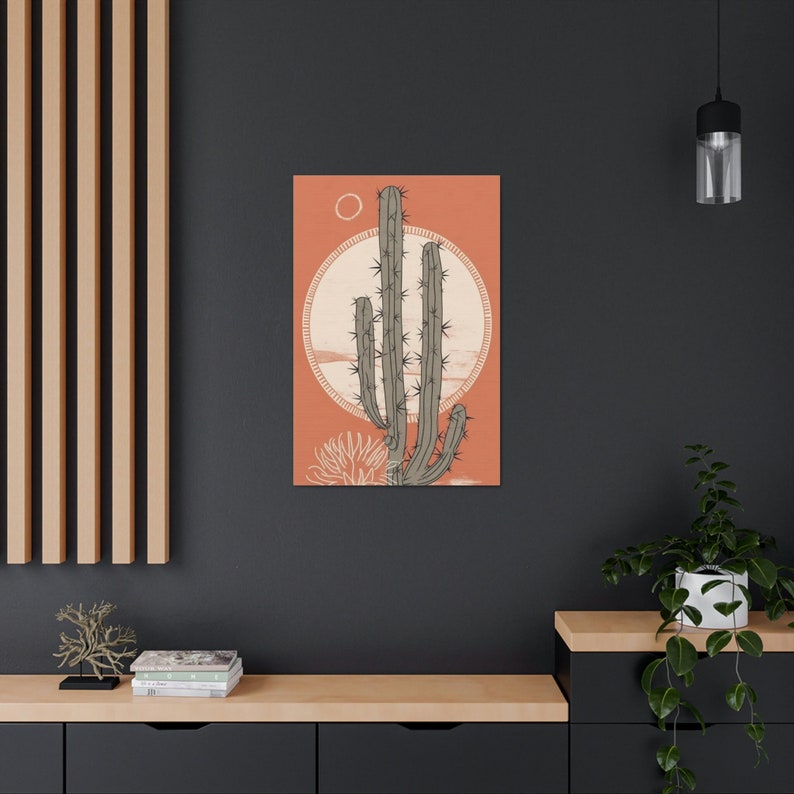 Desert Landscape Abstract Wall Art Southwest Cactus Artwork, Mid ...