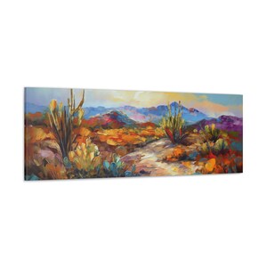 Southwestern Wall Art Cactus Landscape Desert Mural Print Western Home ...