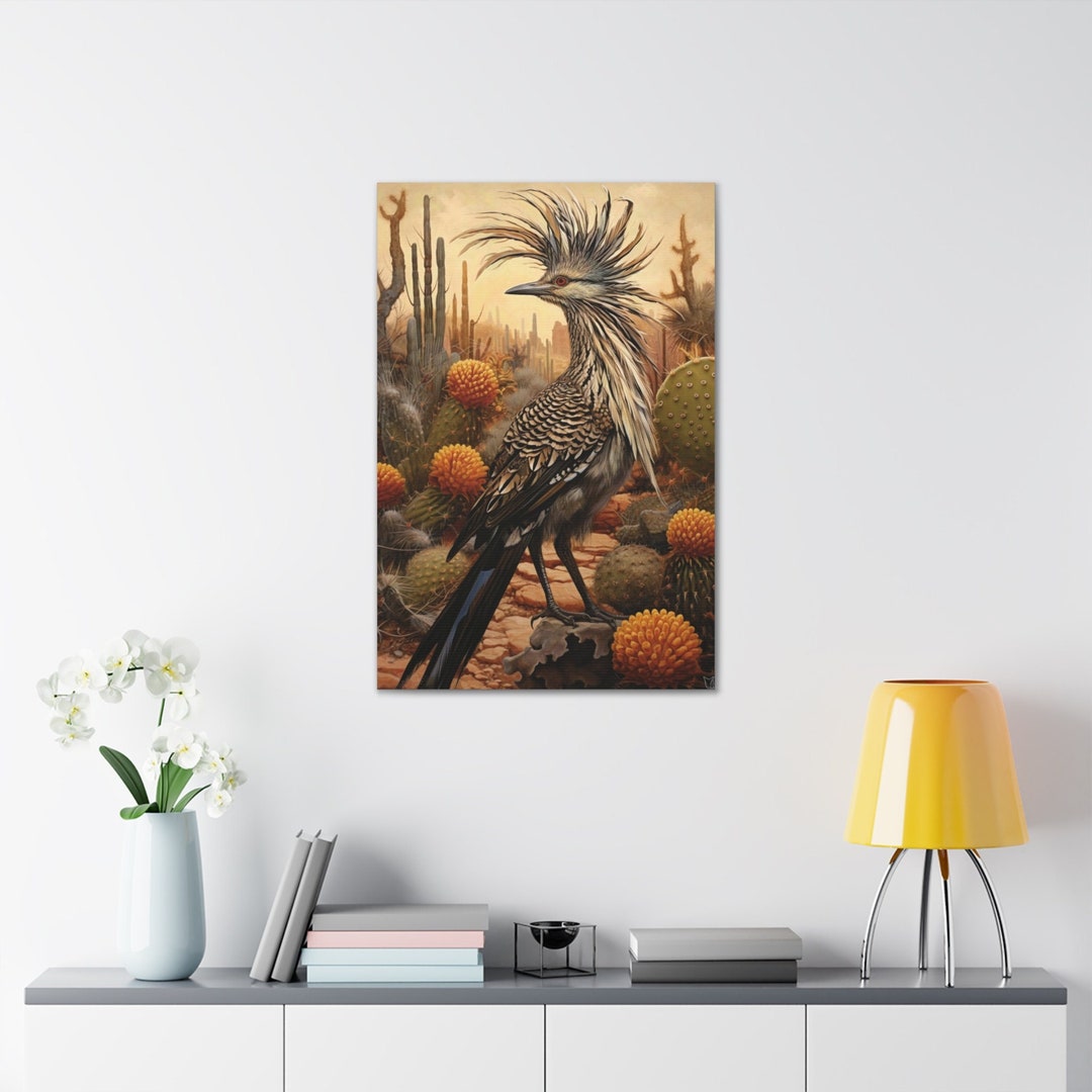 Roadrunner Bird Painting Print, Vintage Western Decor, Southwestern ...