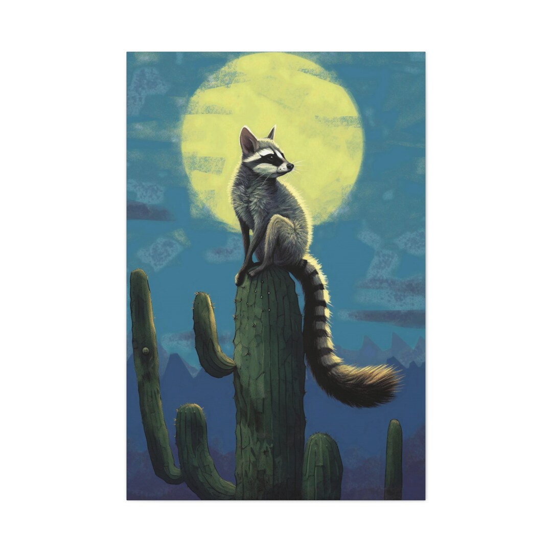 Ringtail Wall Art Desert Cactus Art, Western Home Decor, Southwestern ...