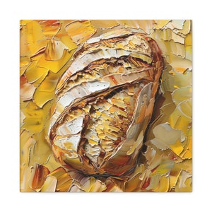Bread Oil Painting Print, Kitchen Wall Art, Food Decor, Loaf of Bread ...
