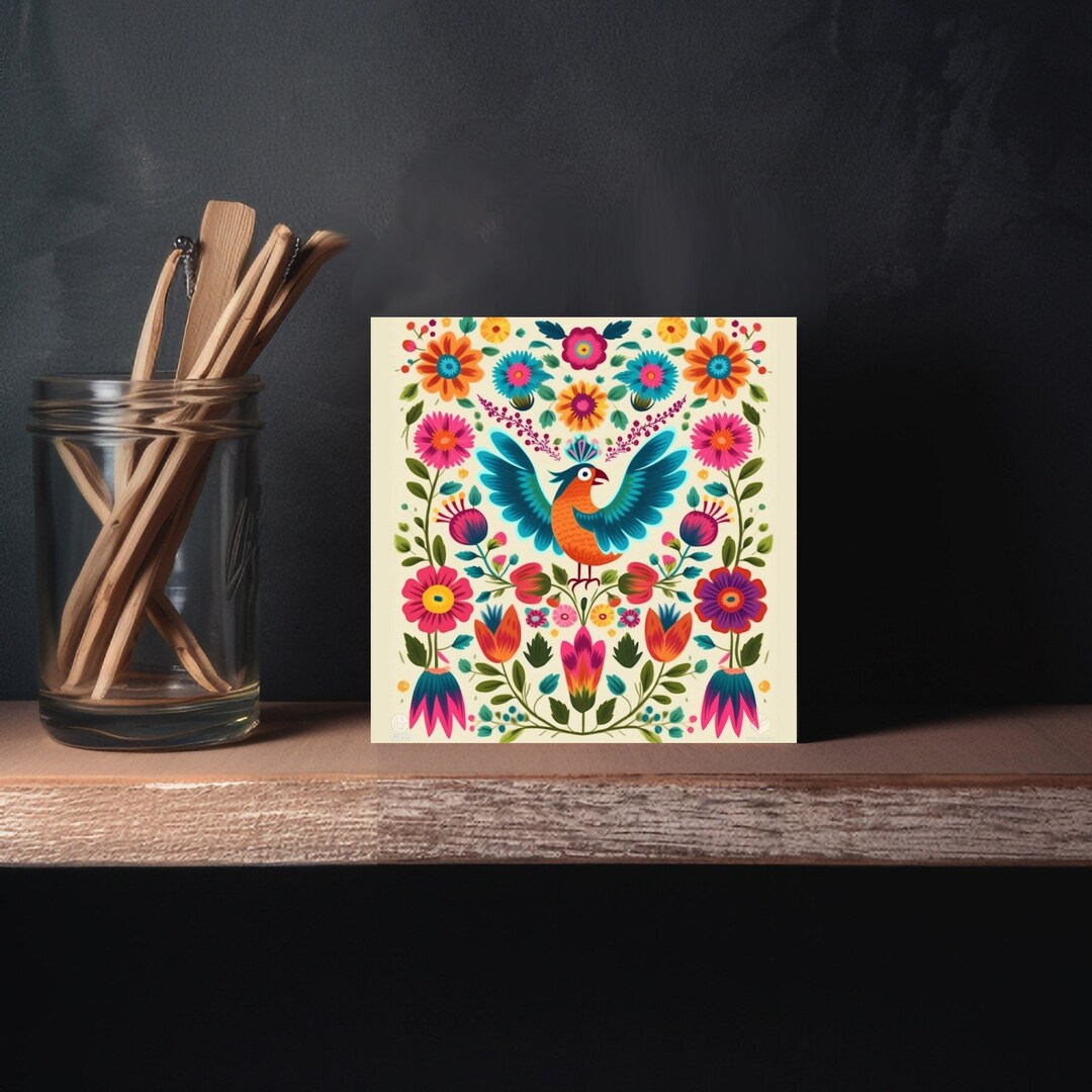 Mexican Art Print, Mexico Folk Art, Otomi Wallart, Floral Wall Art ...