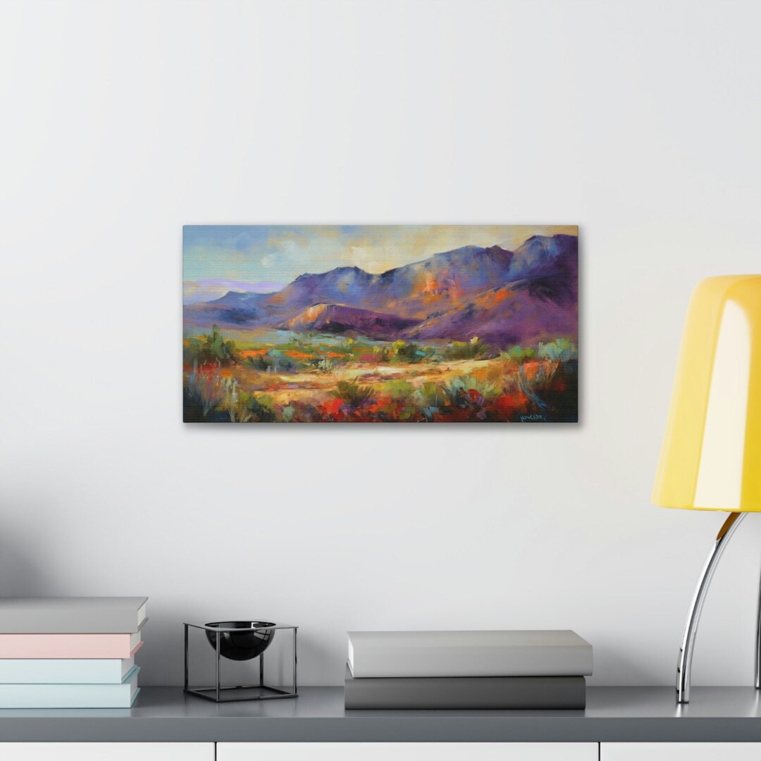 Southwestern Wall Art Cactus Landscape Desert Mural Print Western Home ...