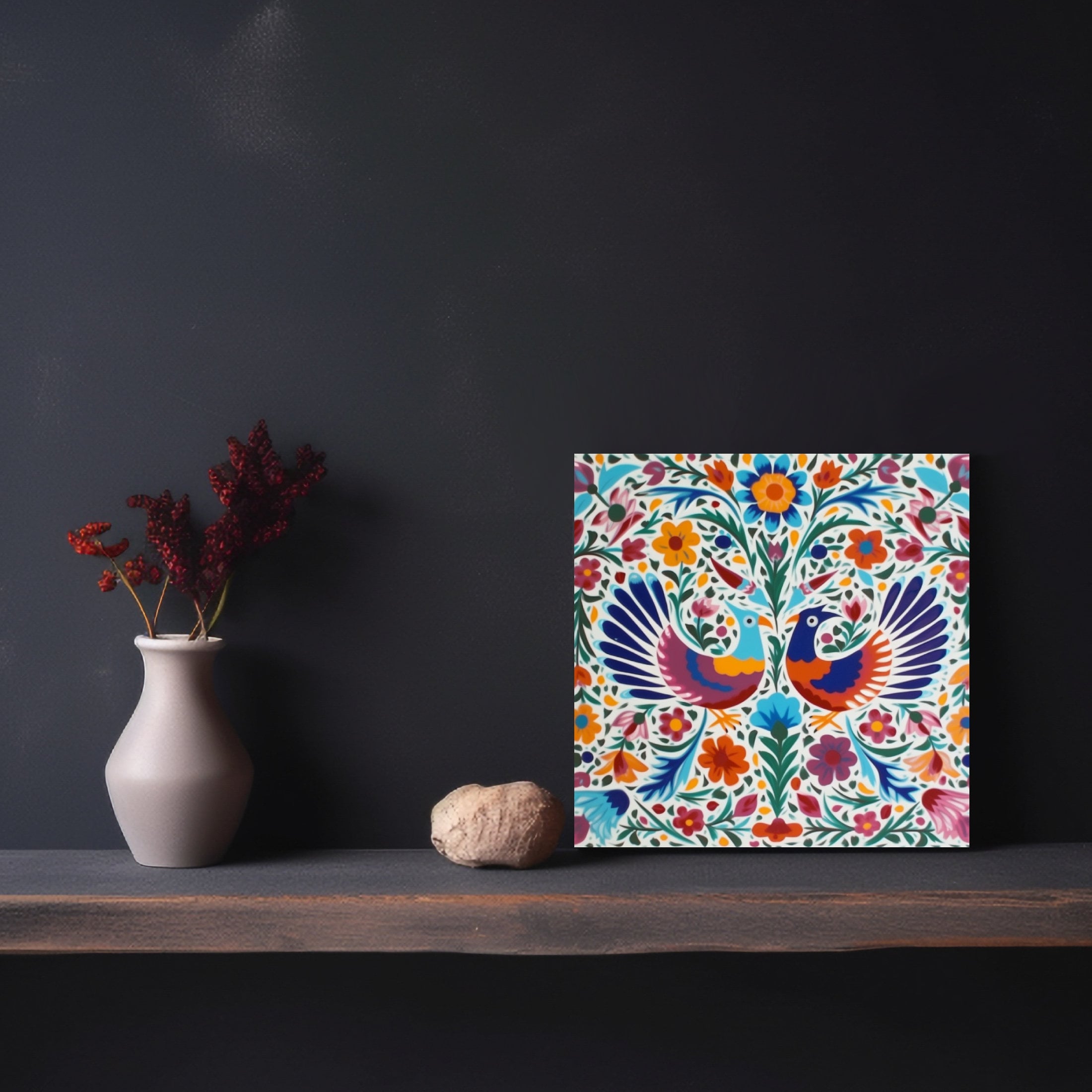 Mexican Chicken Otomi, Floral Motifs Mexico Wall Art Garden Floral ...