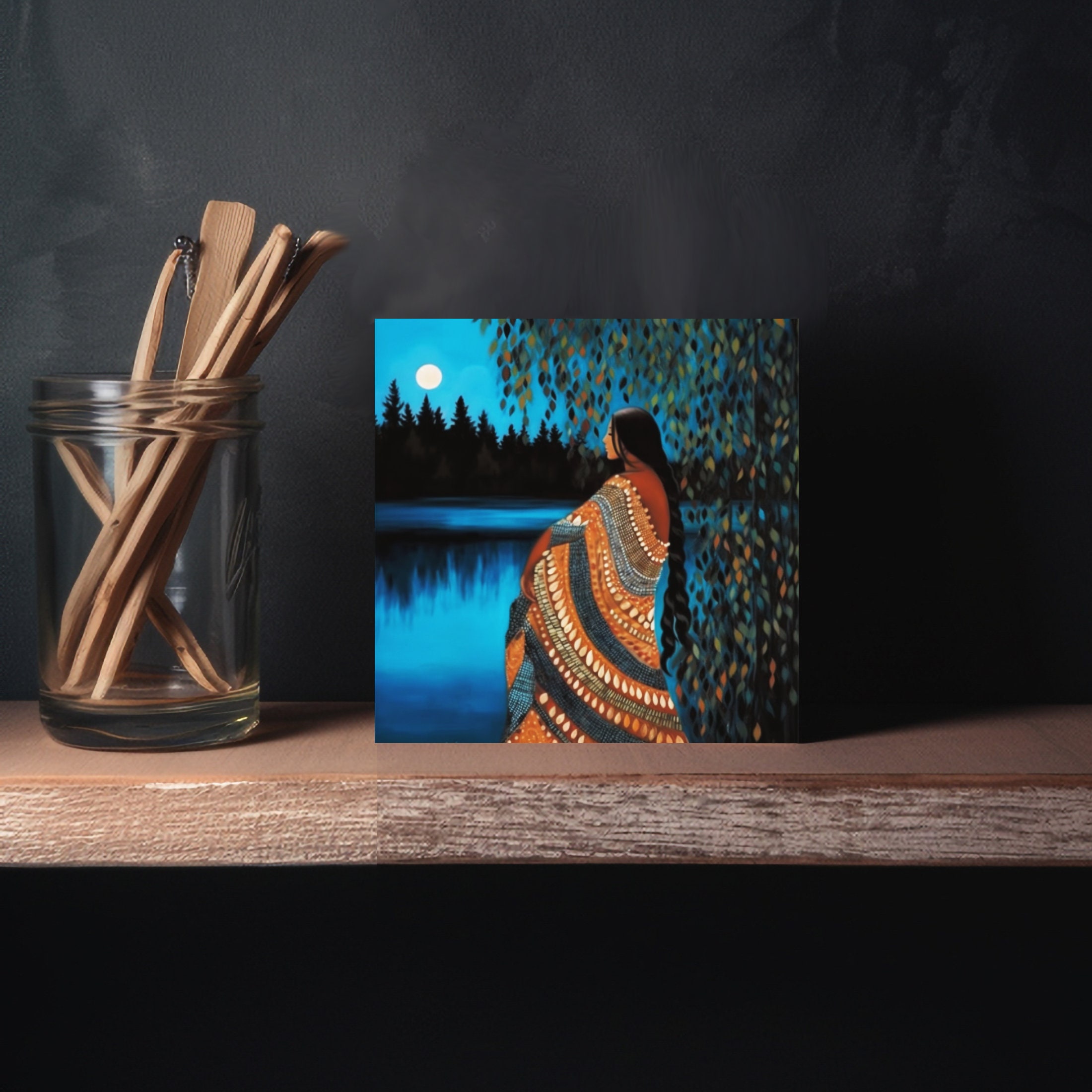 Native American Wall Art Indian Woman Landscape Print Small - Etsy