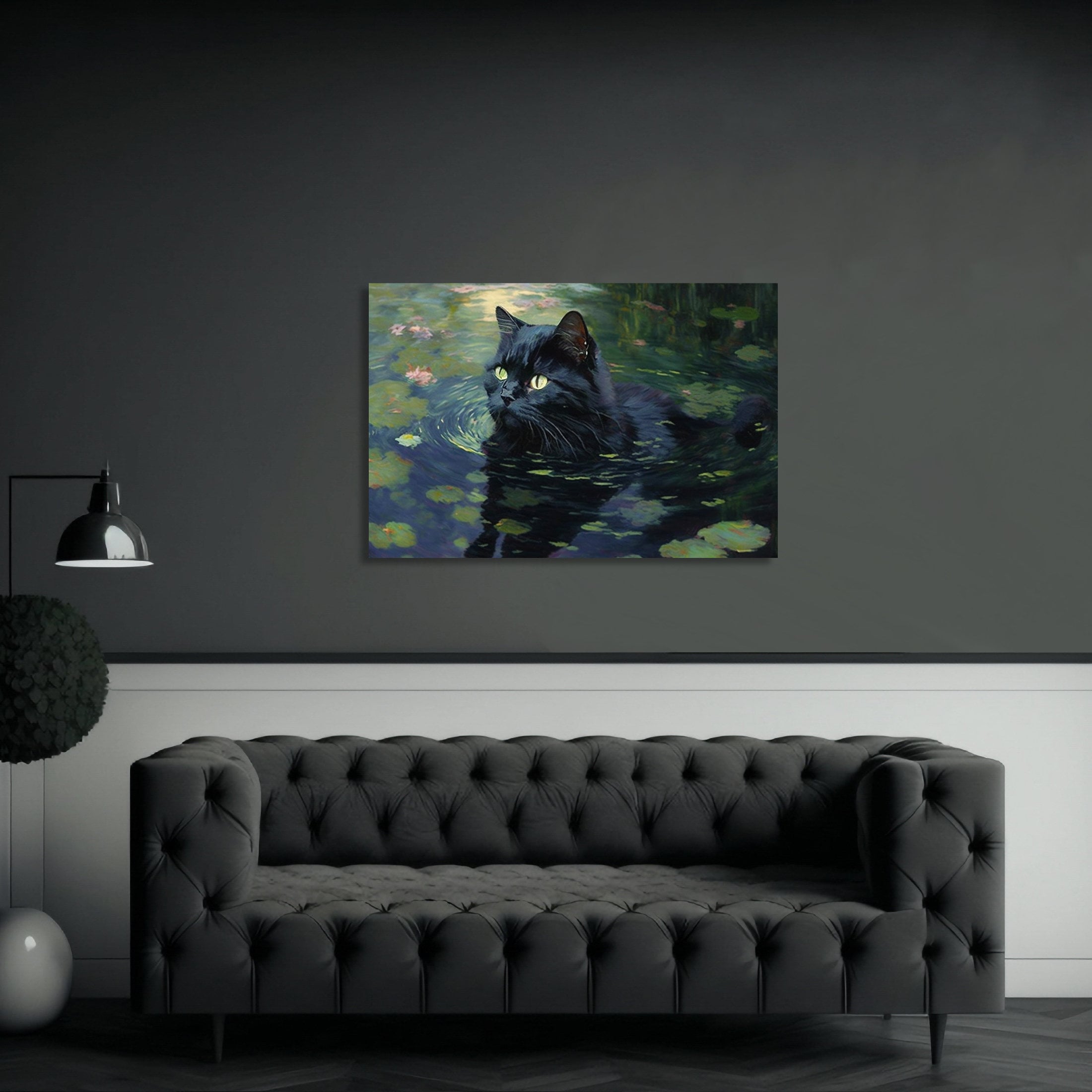 Monet Waterlily Cat Print Claude Monet Cat Poster Black Cat - Etsy
