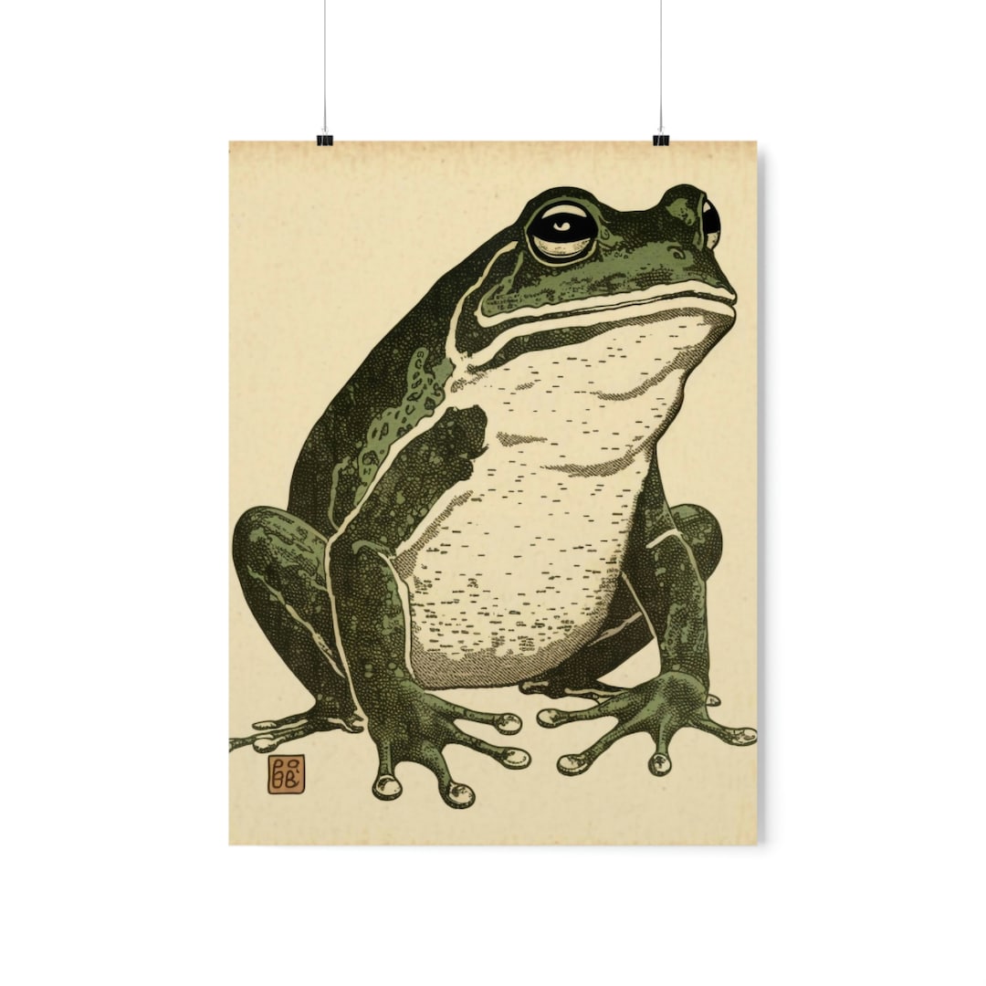 Japan Art Frog Sad Frog Art Print Japanese Woodblock Ugly Cute Toad ...
