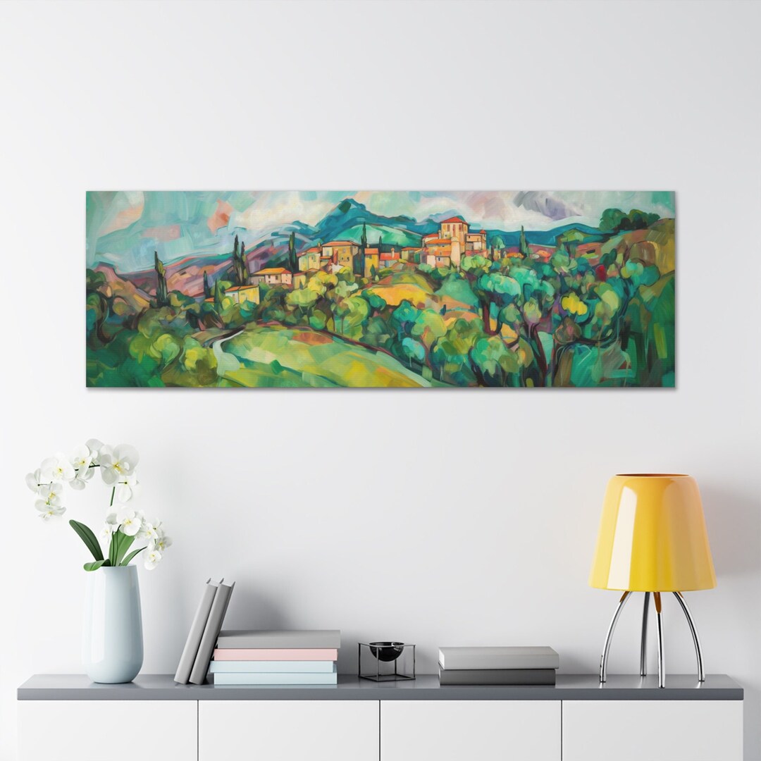 Lombardy Italy Travel Art Landscape Bergamo Panorama Painting Wall Art ...