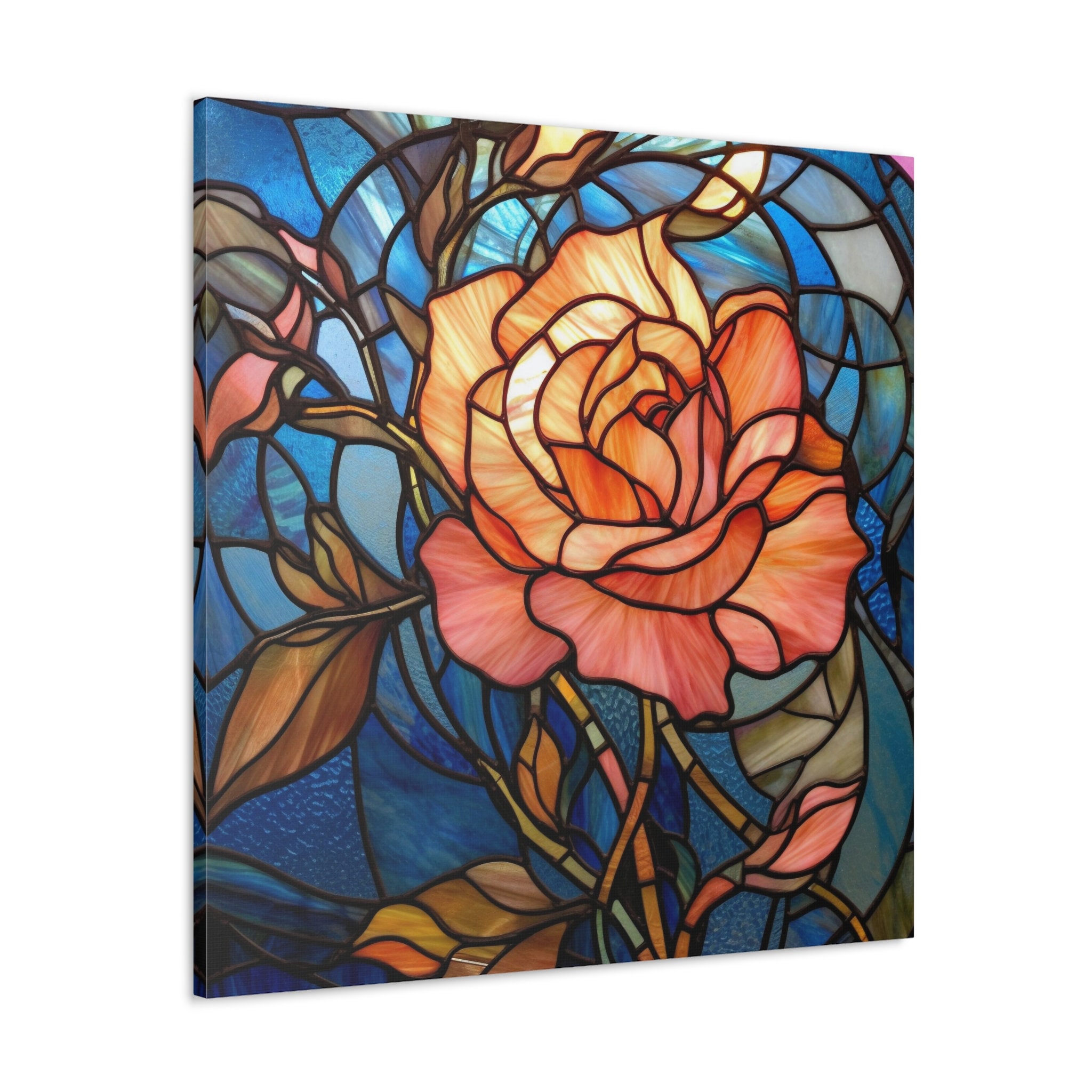 Stained Glass Rose Art Print Red Rose Artwork Gift for - Etsy