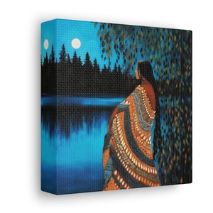 Native American Wall Art, Indian Woman Landscape Print, Small 6x6 ...