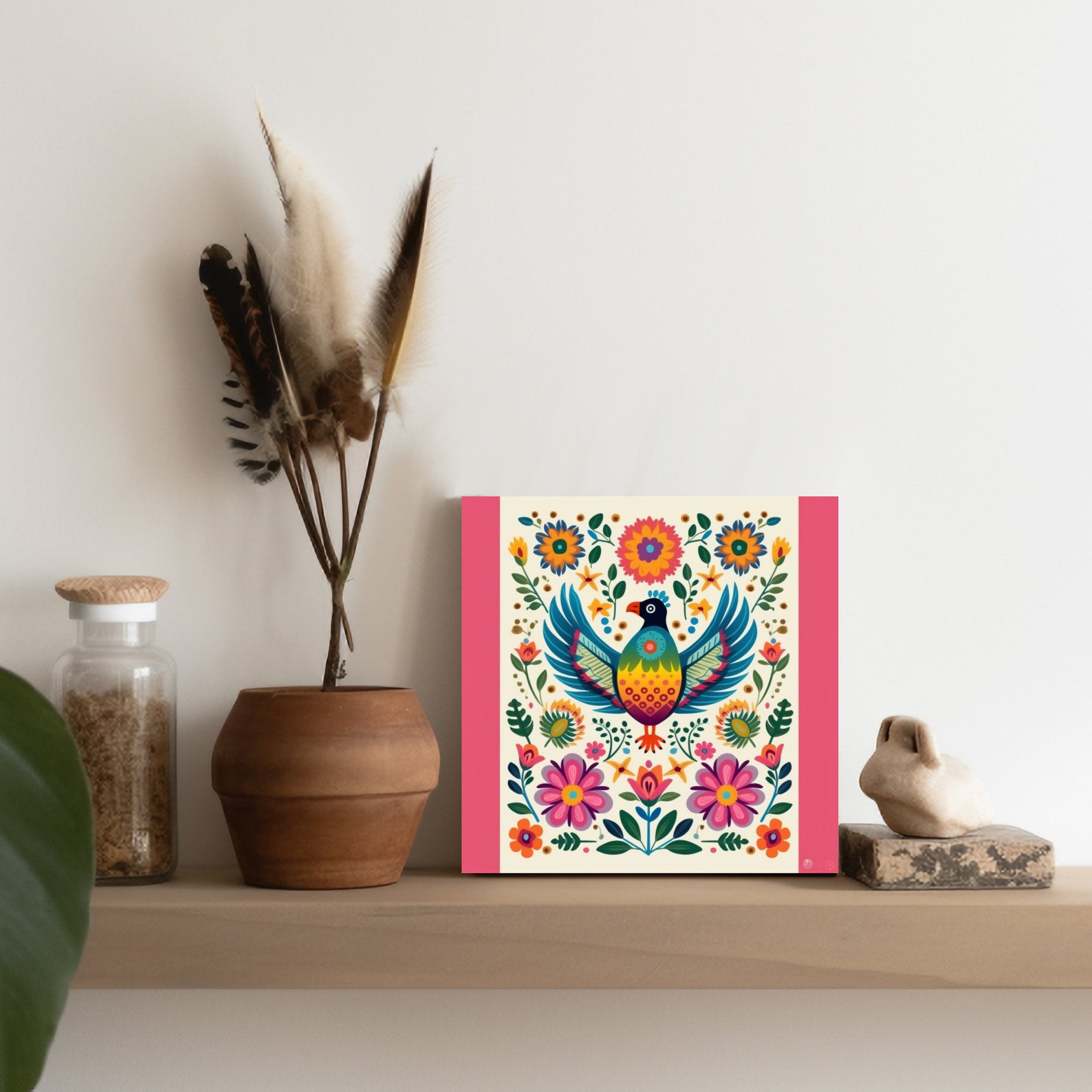 Decorative Mexican Otomi, Floral Motifs, Mexico Art Print, Garden ...