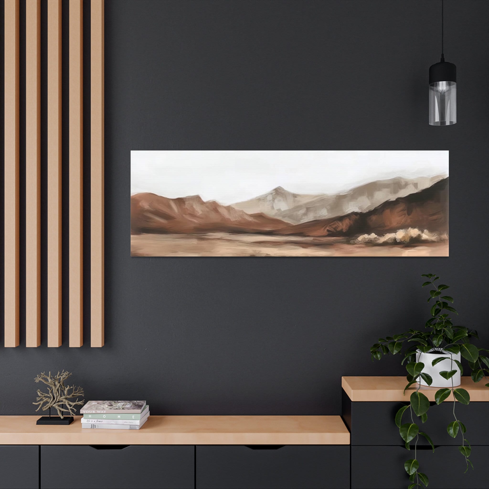 Muted Desert Panorama Print Horizontal Brown Landscape Painting Wall ...