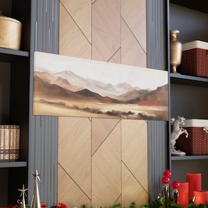 Muted Desert Panoramic Wall Art Print Horizontal Brown Landscape Oil ...