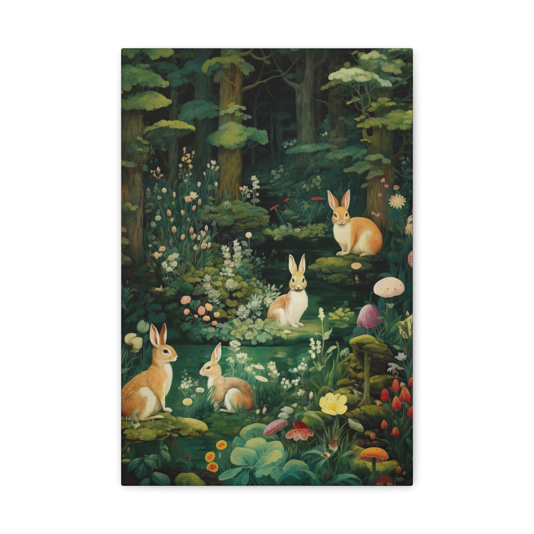 William Morris Rabbit Art Print, Forestcore Bunnies Print, Bunny Lover ...