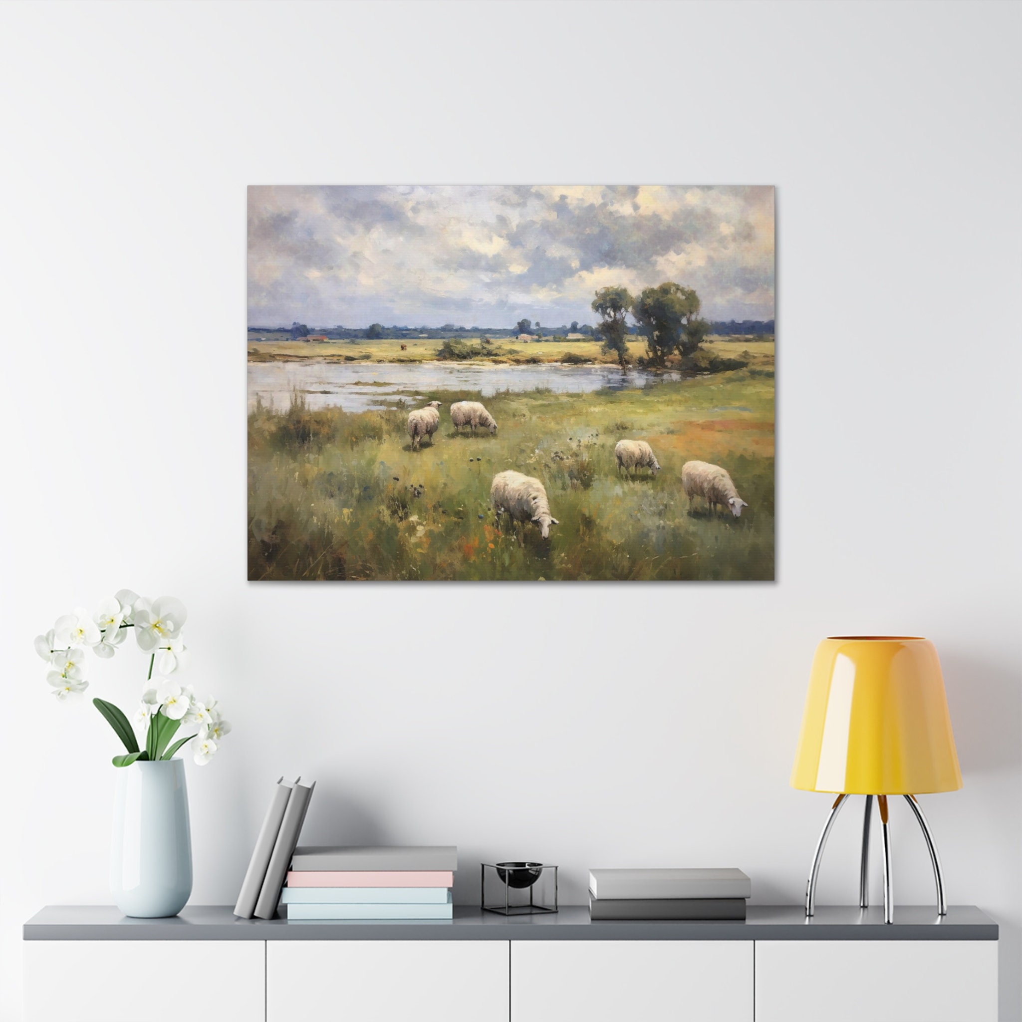Sheep Painting Art Print Vintage Home Decor Large Canvas Wall - Etsy