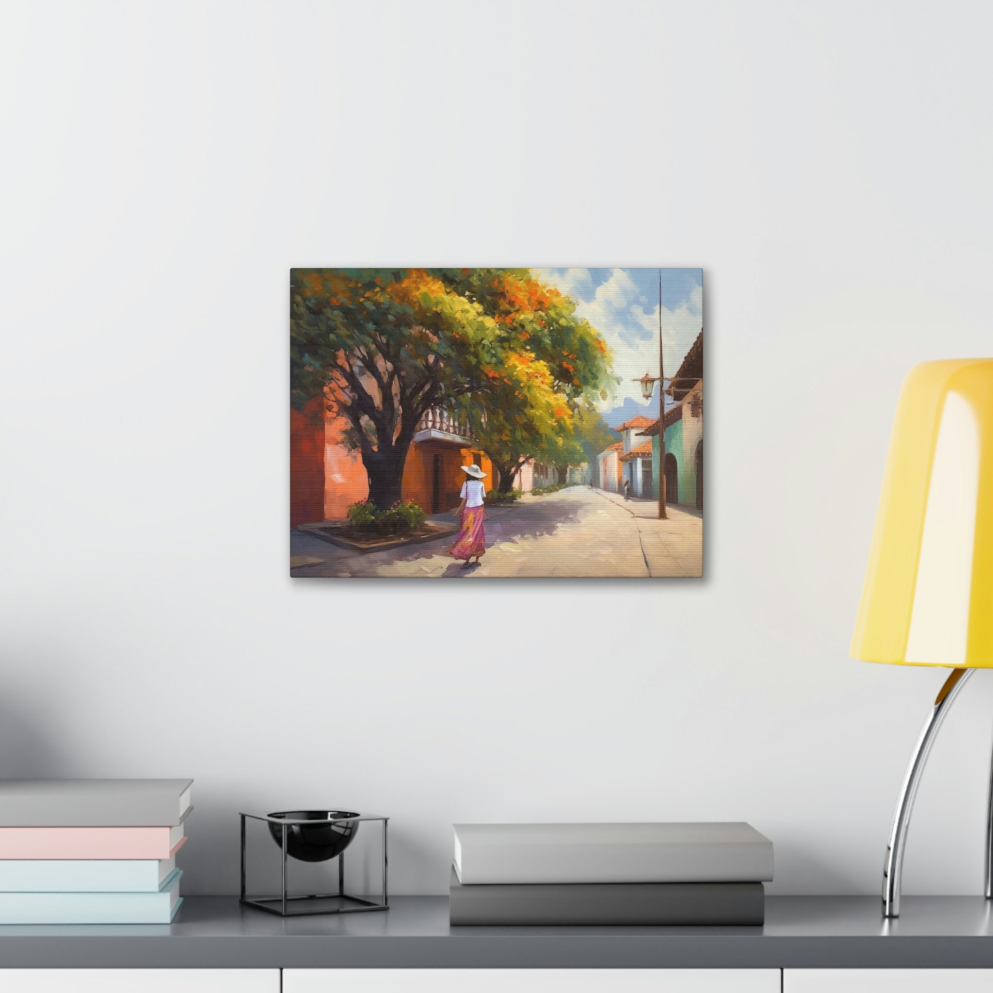 Mexican Village Painting Street Art Colorful Decor - Etsy