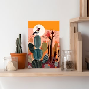 Southwestern Bird Print, 5" X 7" Canvas Western Decor, Southwestern ...