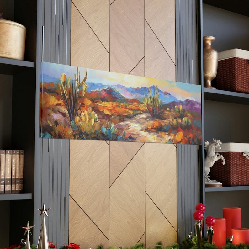 Southwestern Wall Art Cactus Landscape Desert Mural Print Western Home ...