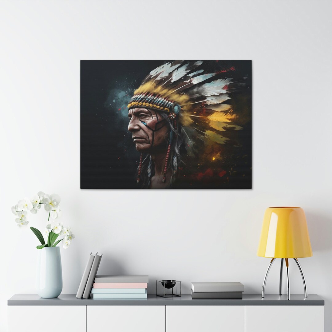 Native American Wall Art, Sioux Chief in Headdress, Cherokee Indian ...