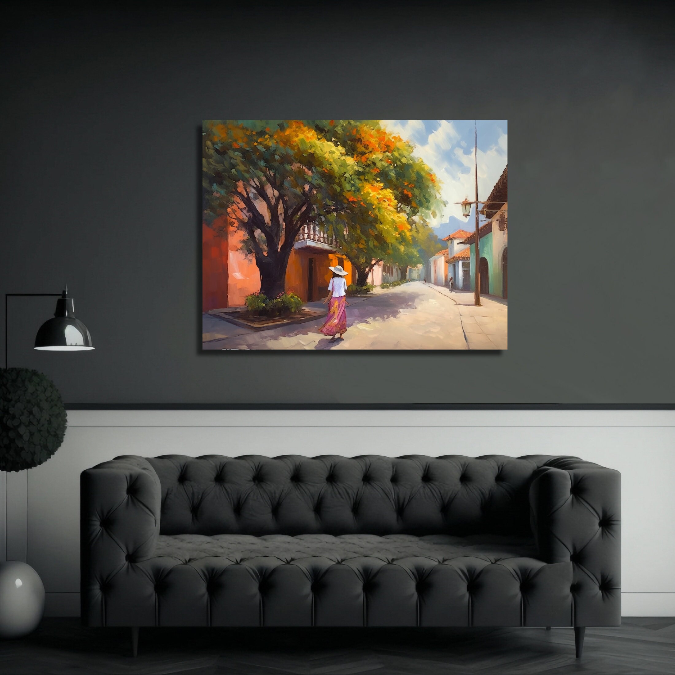 Mexican Village Painting Street Art Colorful Decor - Etsy