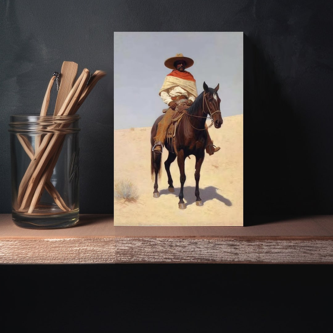 Mexican Vaquero Western Art Print, Cowboy on Horse Artwork, Desert Wall ...