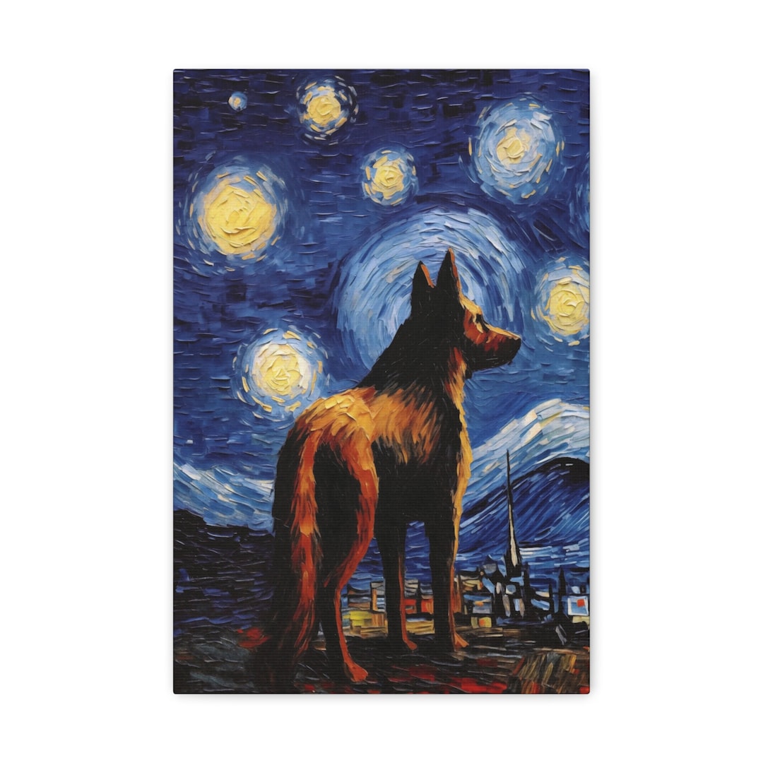German Shepherd in Starry Night by Vincent Van Gogh - Artist Pet ...