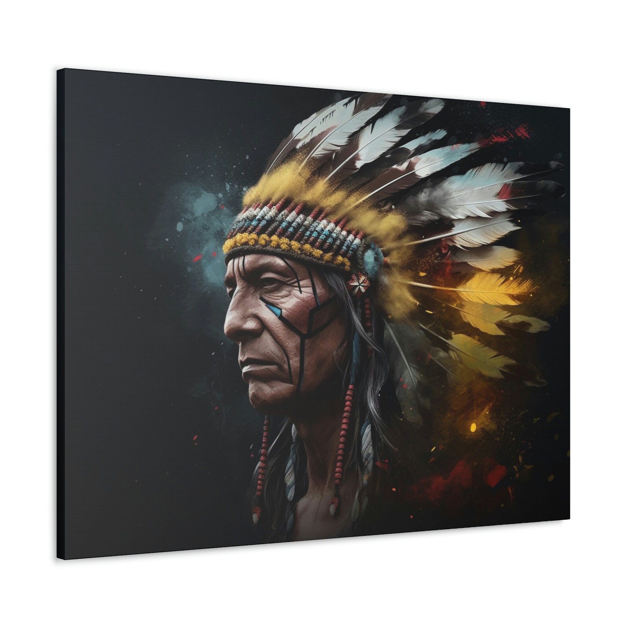 Native American Wall Art Sioux Chief in Headdress Cherokee - Etsy
