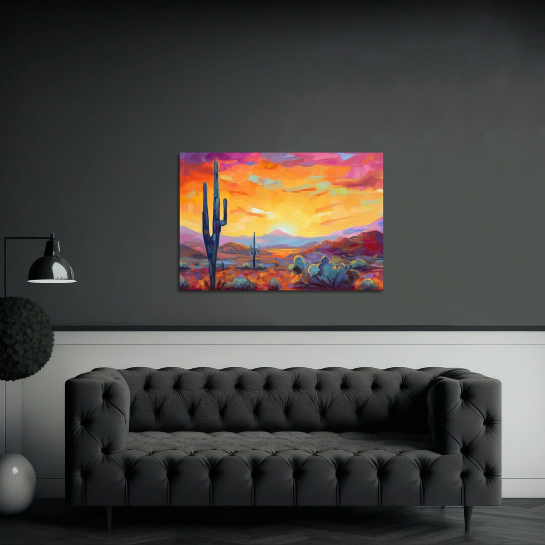 Southwestern Wall Art Poster Cactus Landscape Desert Mural Print ...