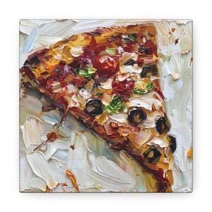 Pizza Oil Painting Kitchen Wall Art Food Decor, Slice of Pizza Wall ...