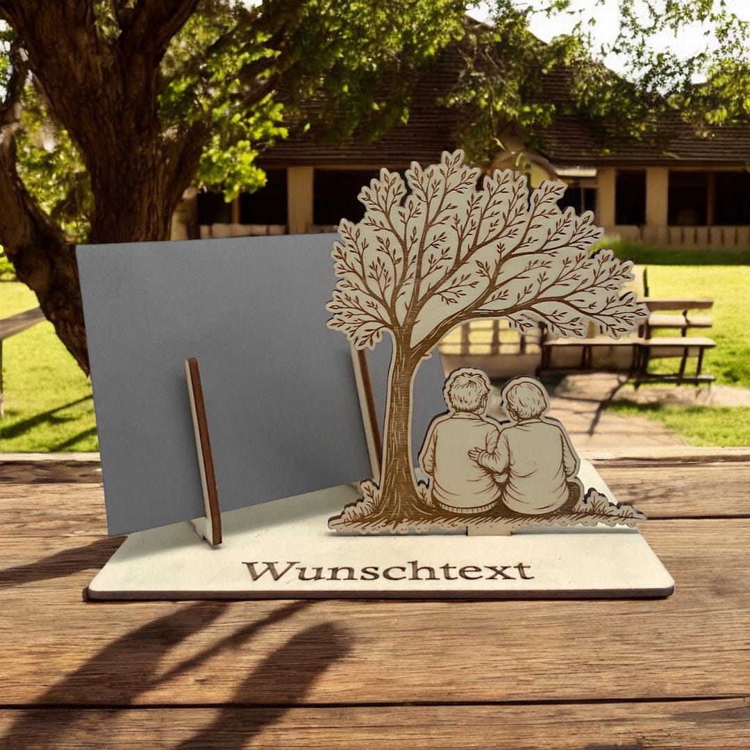 Voucher Packaging With Couple Under Tree – Wooden Holder With Engraving ...