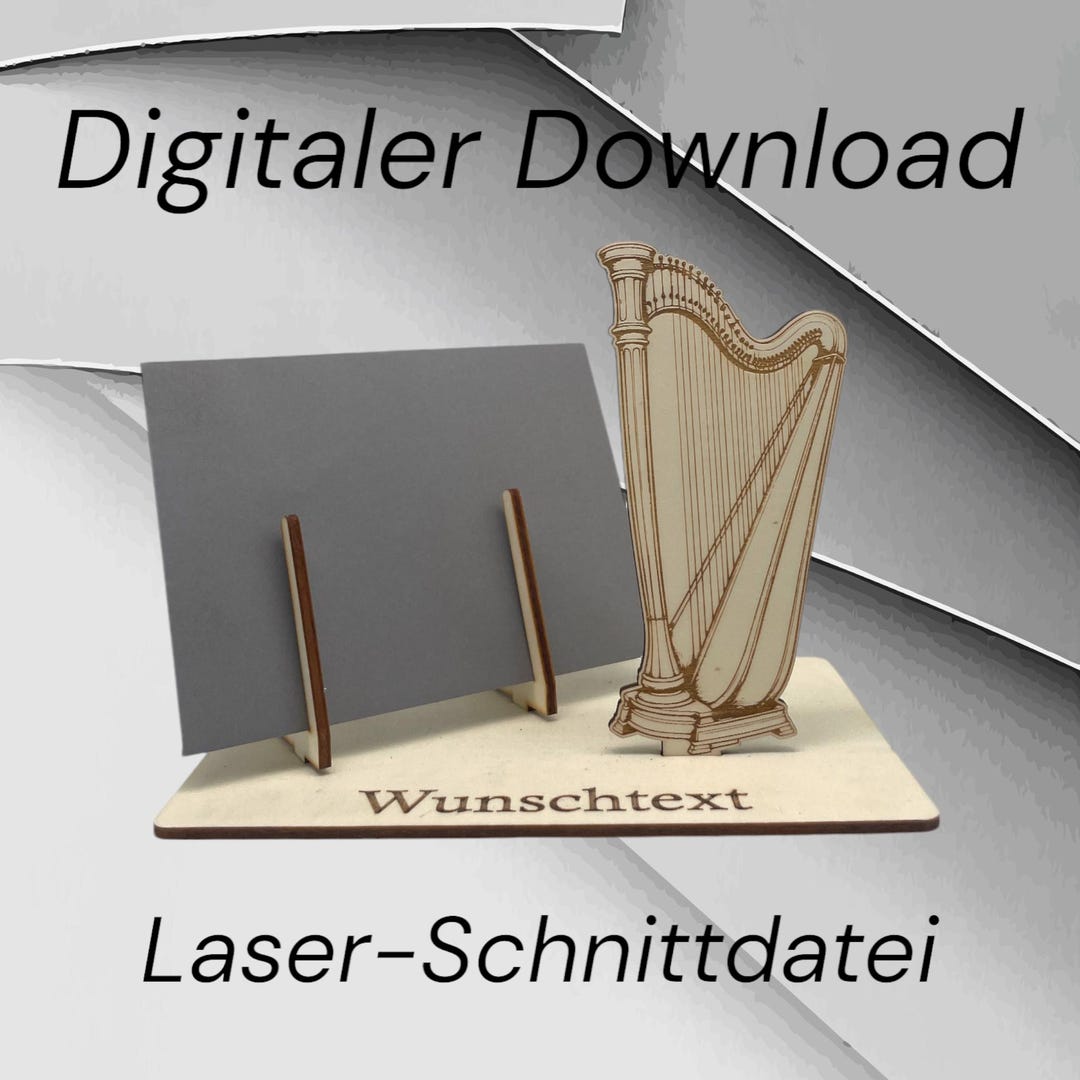 Laser Cutting File Harp – DXF, SVG, Laser Template for Wood, Digital ...