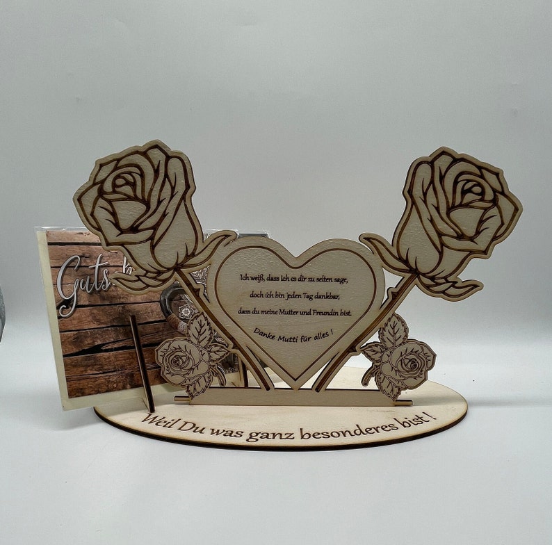 Svg, Laser Cut File, Mother's Day "heart With Roses" Voucher Holder ...