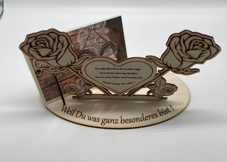 Svg, Laser Cut File, Mother's Day "heart With Roses" Voucher Holder ...