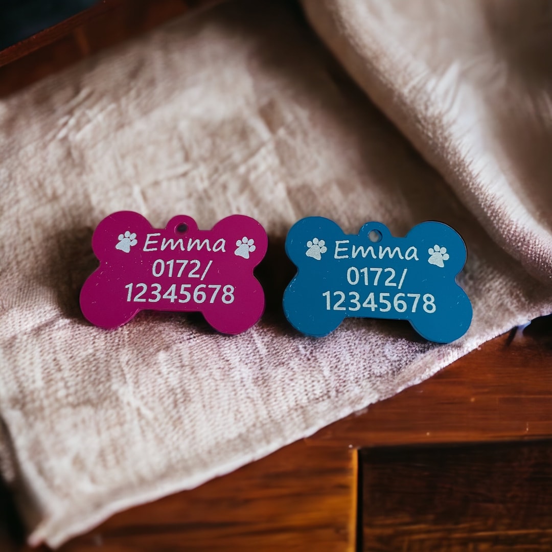 Personalized Colored Metal Dog Tags With Name and Phone - Etsy