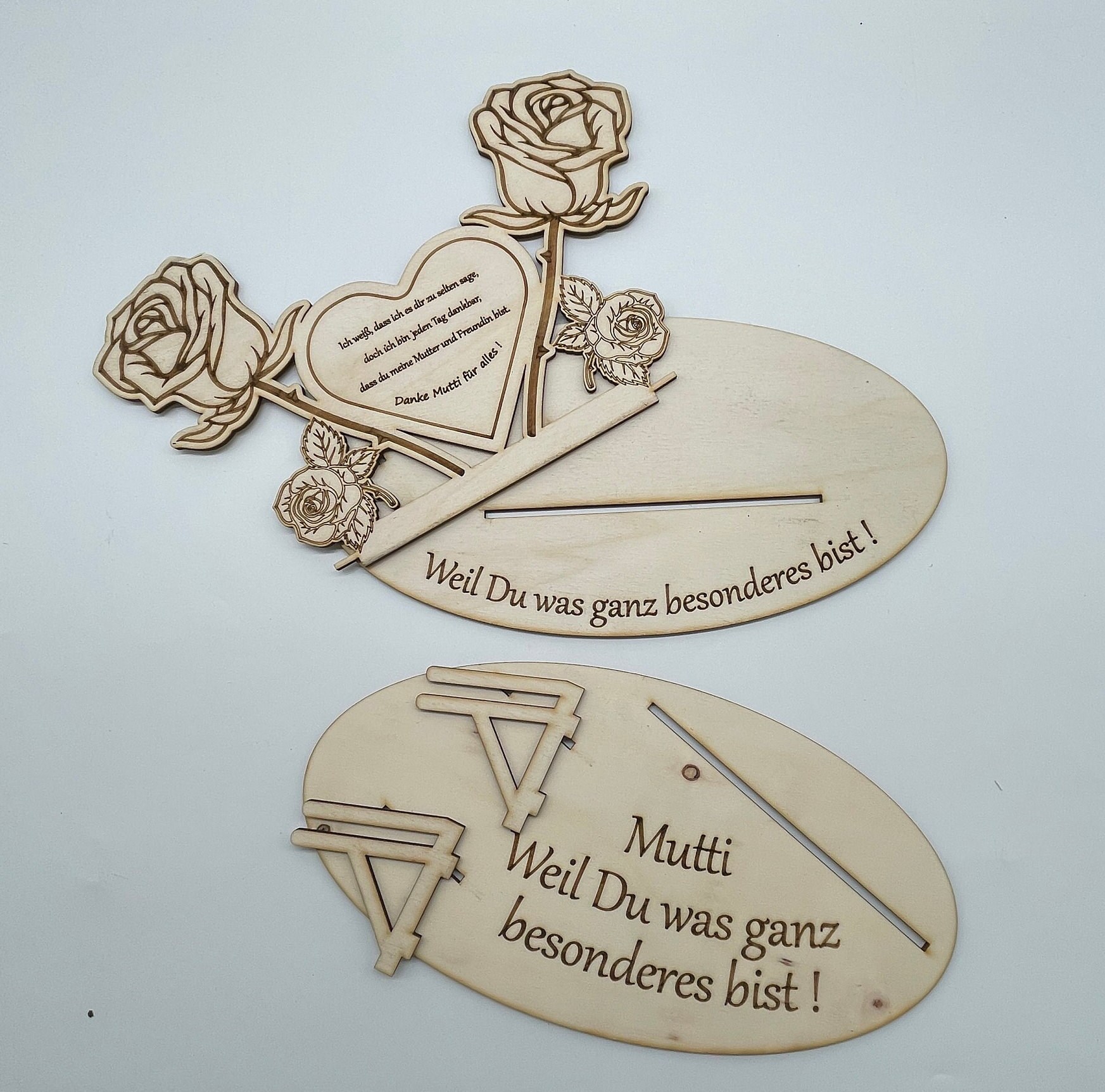 Svg, Laser Cut File, Mother's Day "heart With Roses" Voucher Holder ...