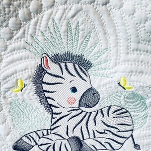 Cute Zebra Embroidered on Baby Quilt, 100% Cotton, 36" X 46 ...