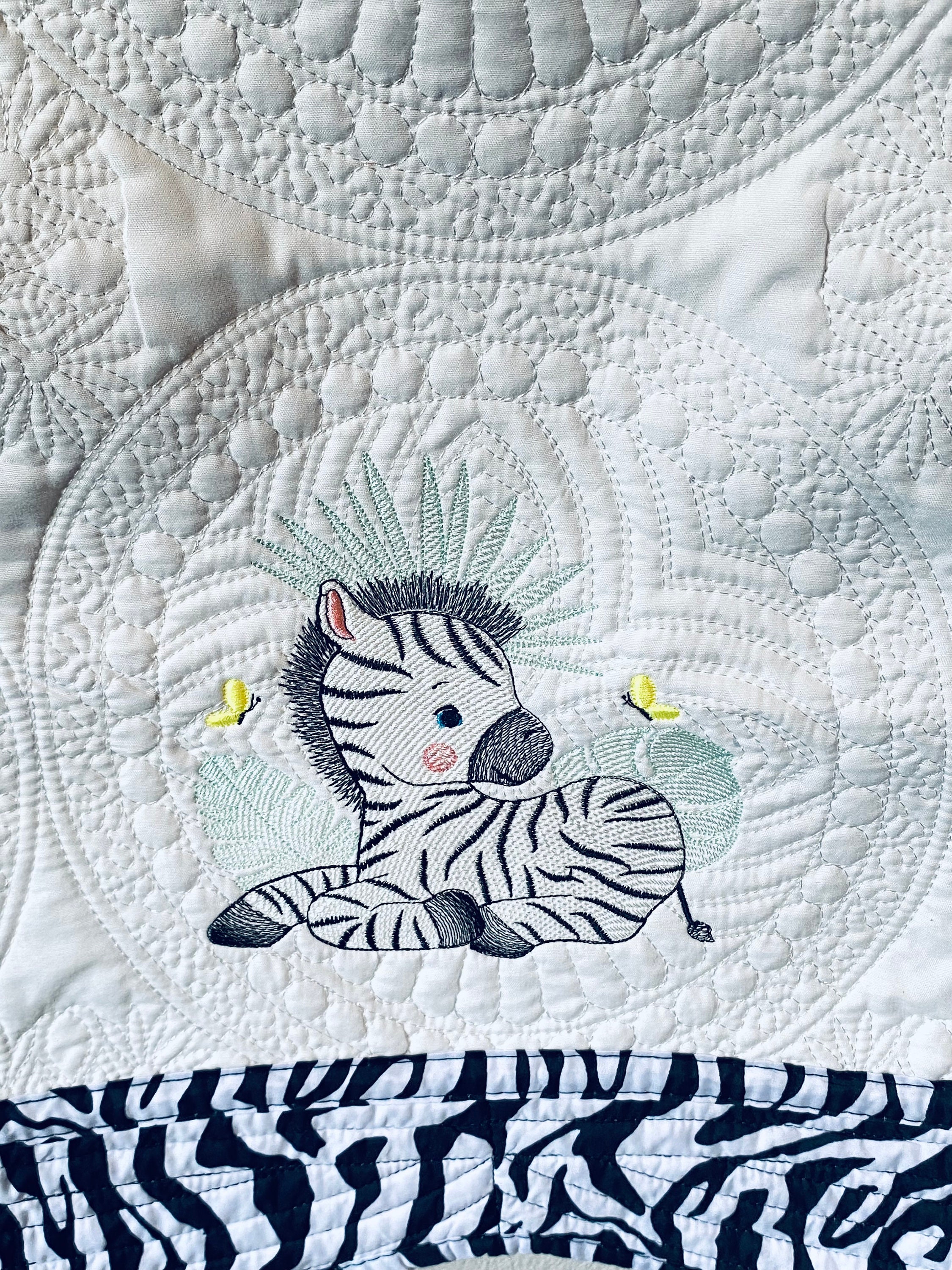Cute Zebra Embroidered on Baby Quilt, 100% Cotton, 36 X 46 ...