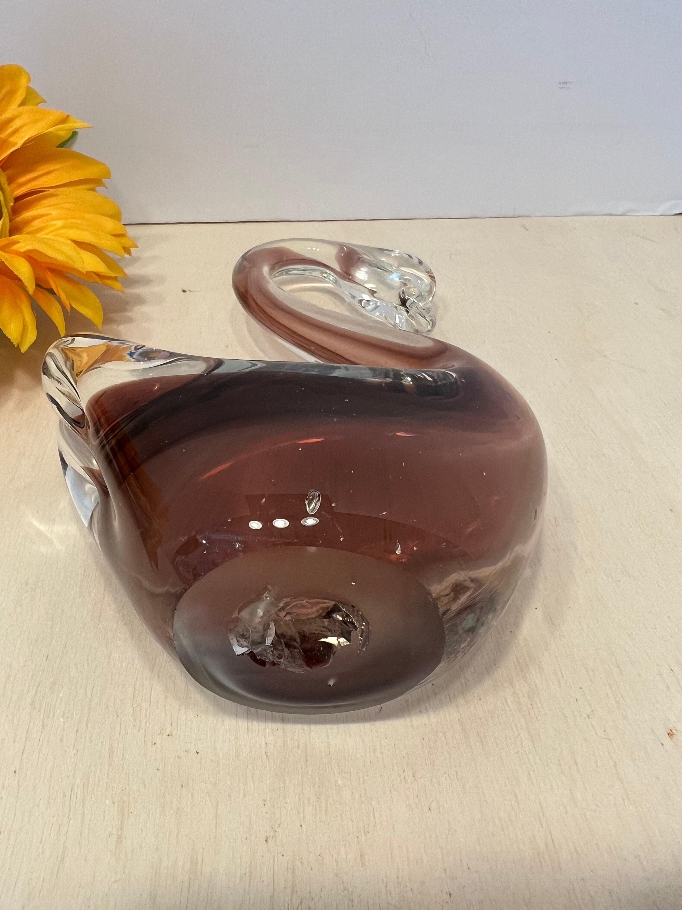 Vintage MCM Handblown Raspberry Purple/maroon Glass Swan Figurine - Etsy
