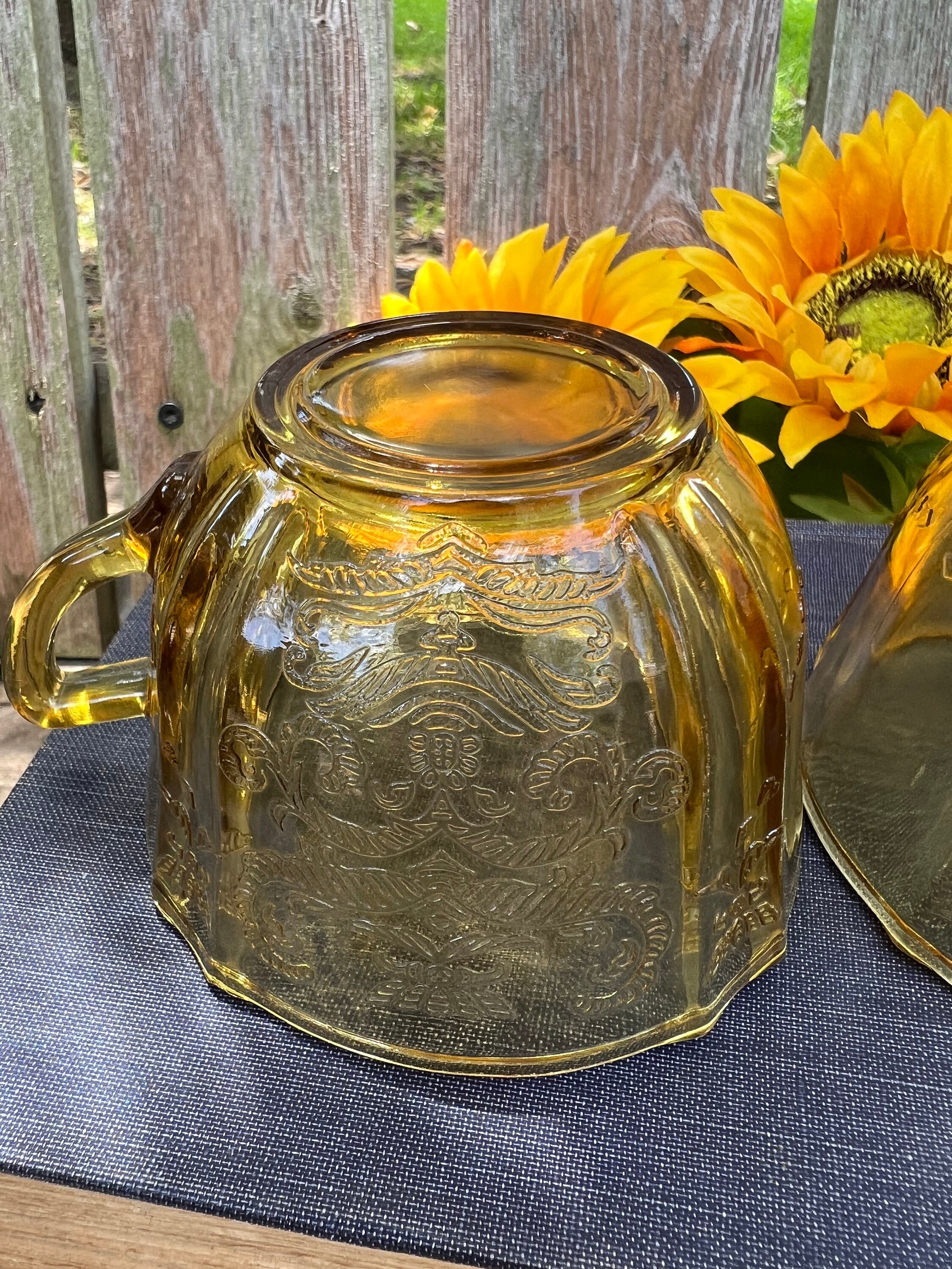 Vintage 1930s Federal Depression Glass Madrid Pattern Set of 4 Tea ...